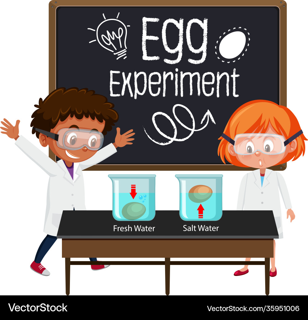 Young scientist explaining science experiment Vector Image