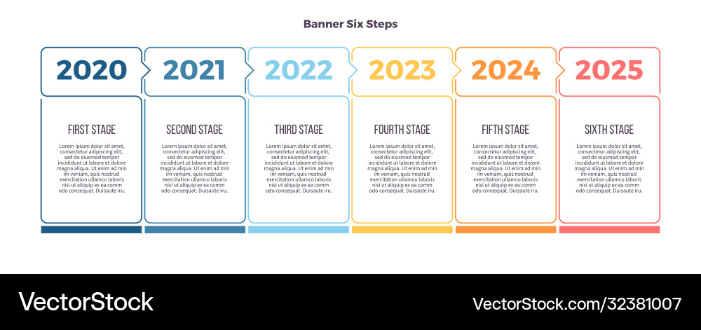 Business infographic banner with 6 steps options Vector Image
