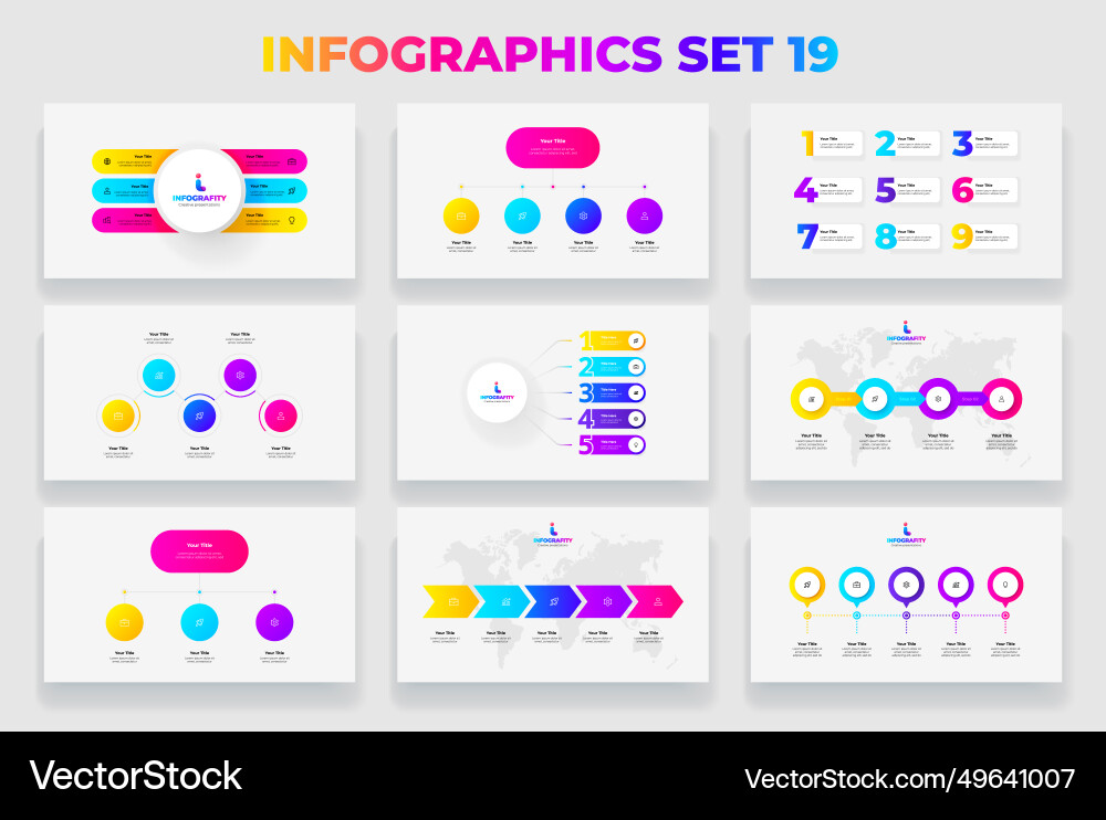 Collection of infographic presentation slides Vector Image