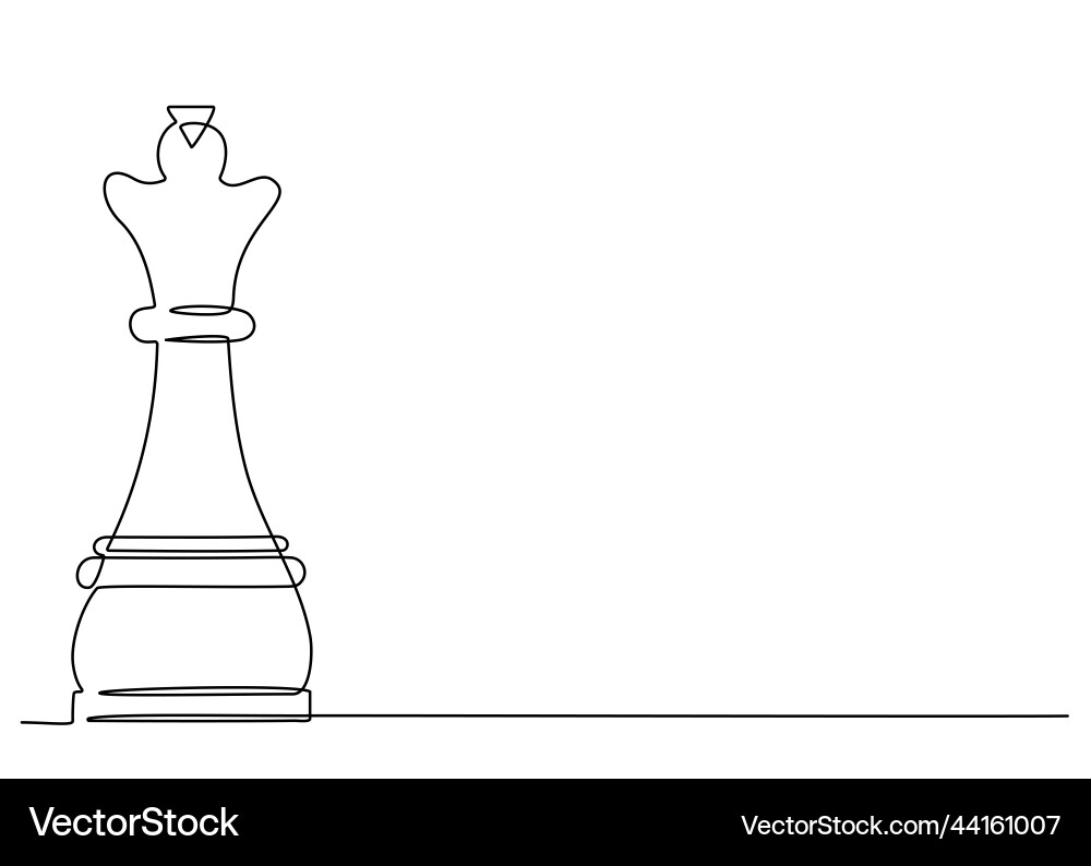 Continuous one line drawing of chess piece queen Vector Image