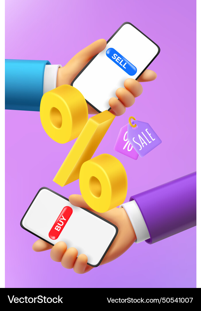 Digital shopping discount concept 3d Royalty Free Vector