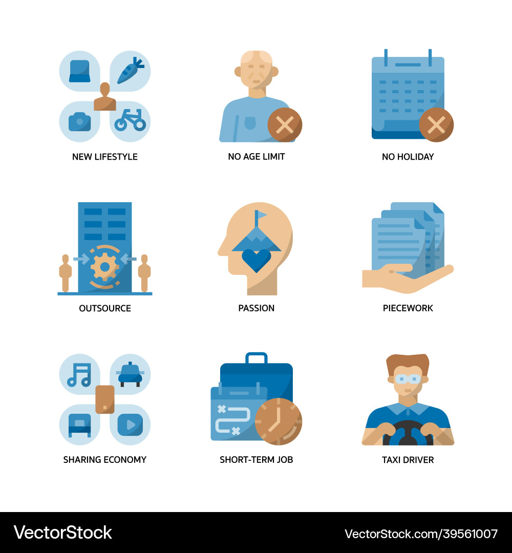 Gig economy icons set Royalty Free Vector Image