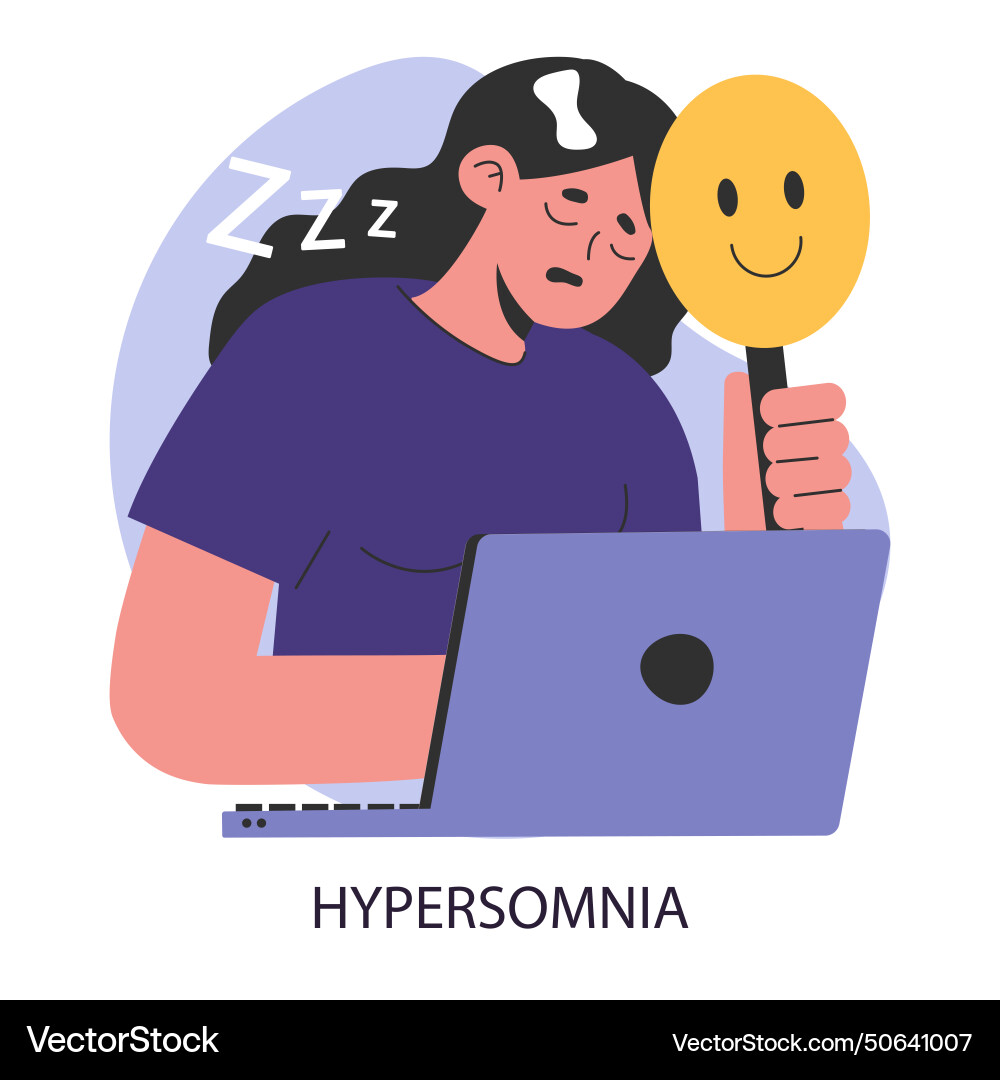 Hypersomnia excessive sleepiness neurological Vector Image