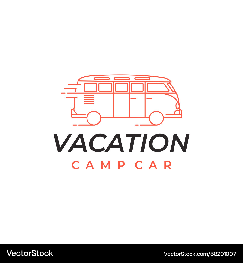 Line art camper van logo emblems and badges Vector Image