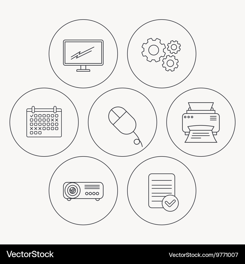 Monitor printer and projector icons Royalty Free Vector