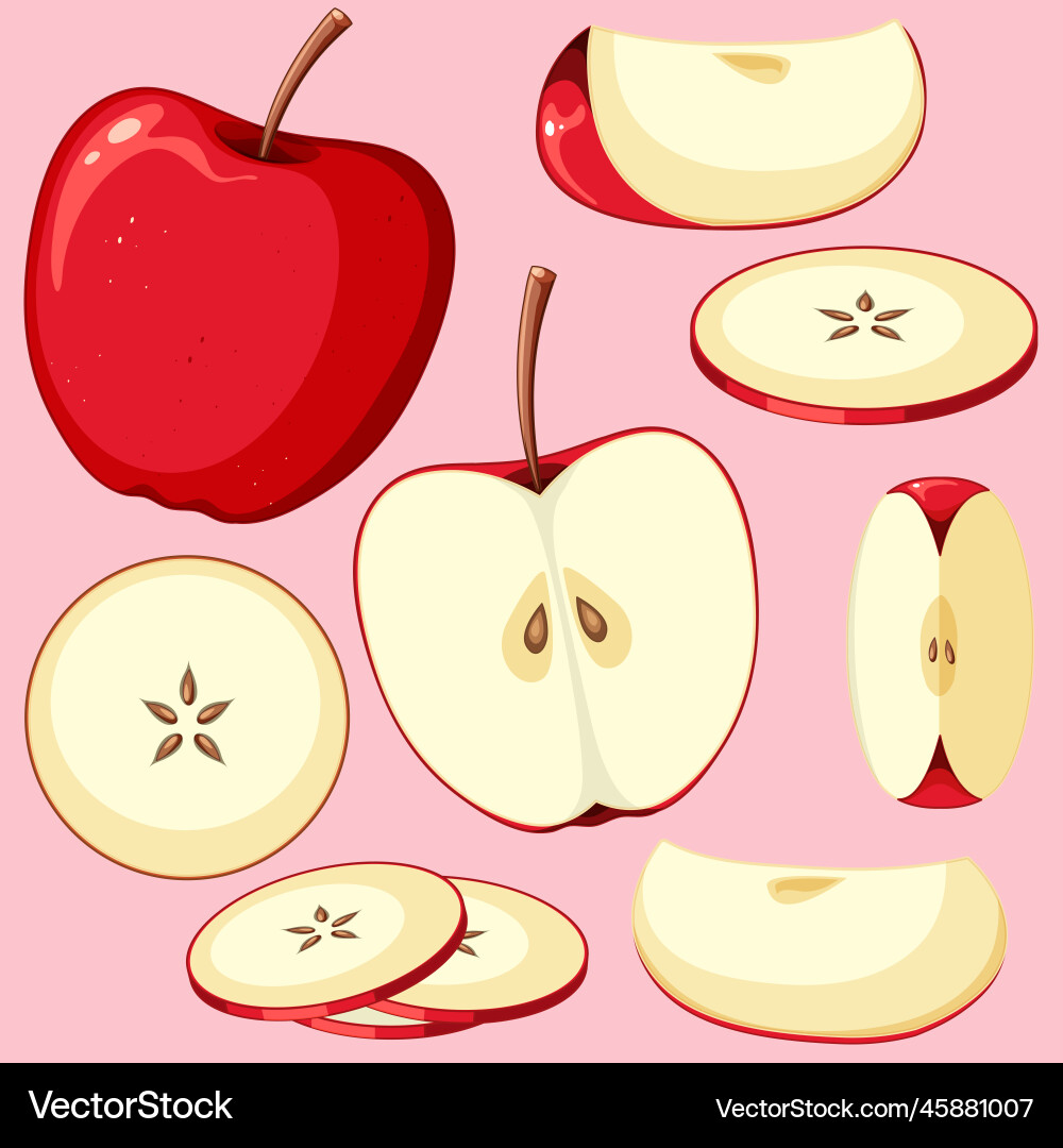 Set of apple fruit cartoon Royalty Free Vector Image