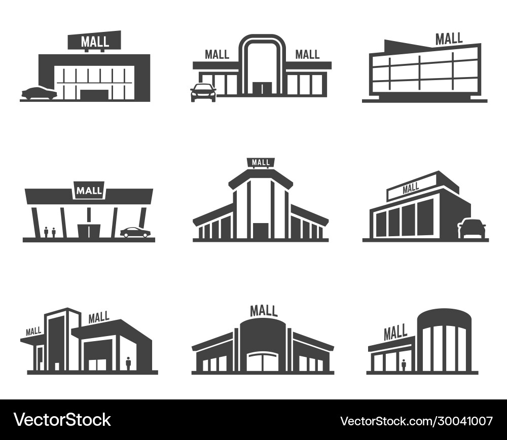 Shopping mall or store icon set Royalty Free Vector Image