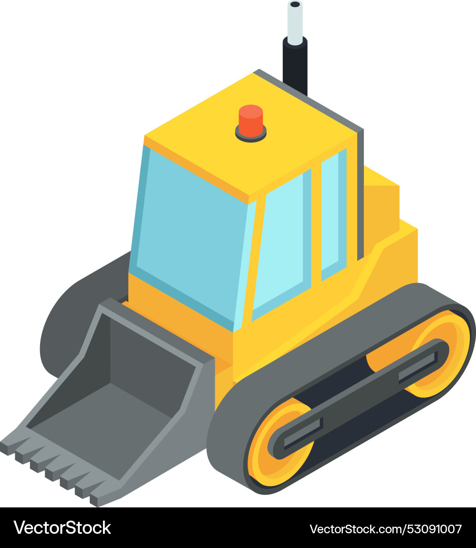 Yellow Bulldozer Icon - Isometric Royalty Free Vector Image