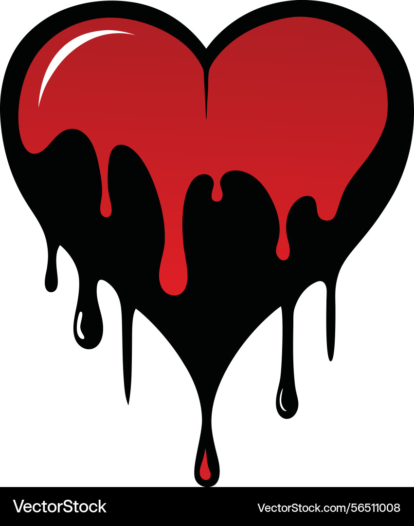 A bold red heart with dripping paint Royalty Free Vector
