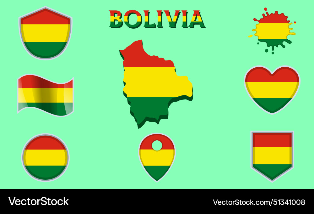 Collection of flat national flags bolivia Vector Image