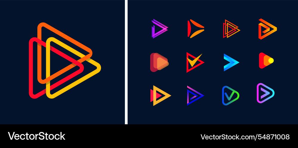 Collection of vibrant triangular logos with modern