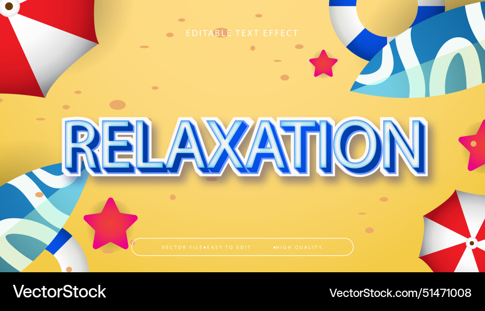 Colorful colourful relaxation 3d editable text Vector Image