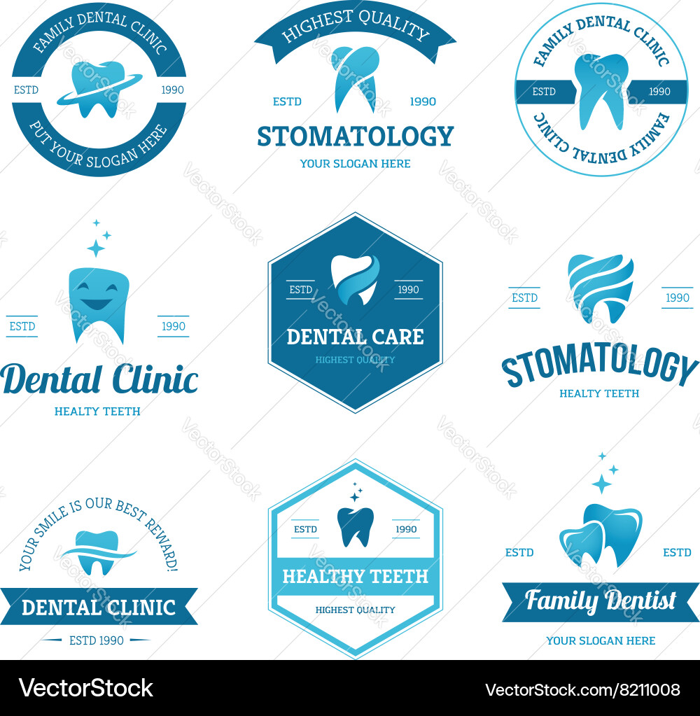 Dental Clinic & Stomatology Labels Royalty Free Vector