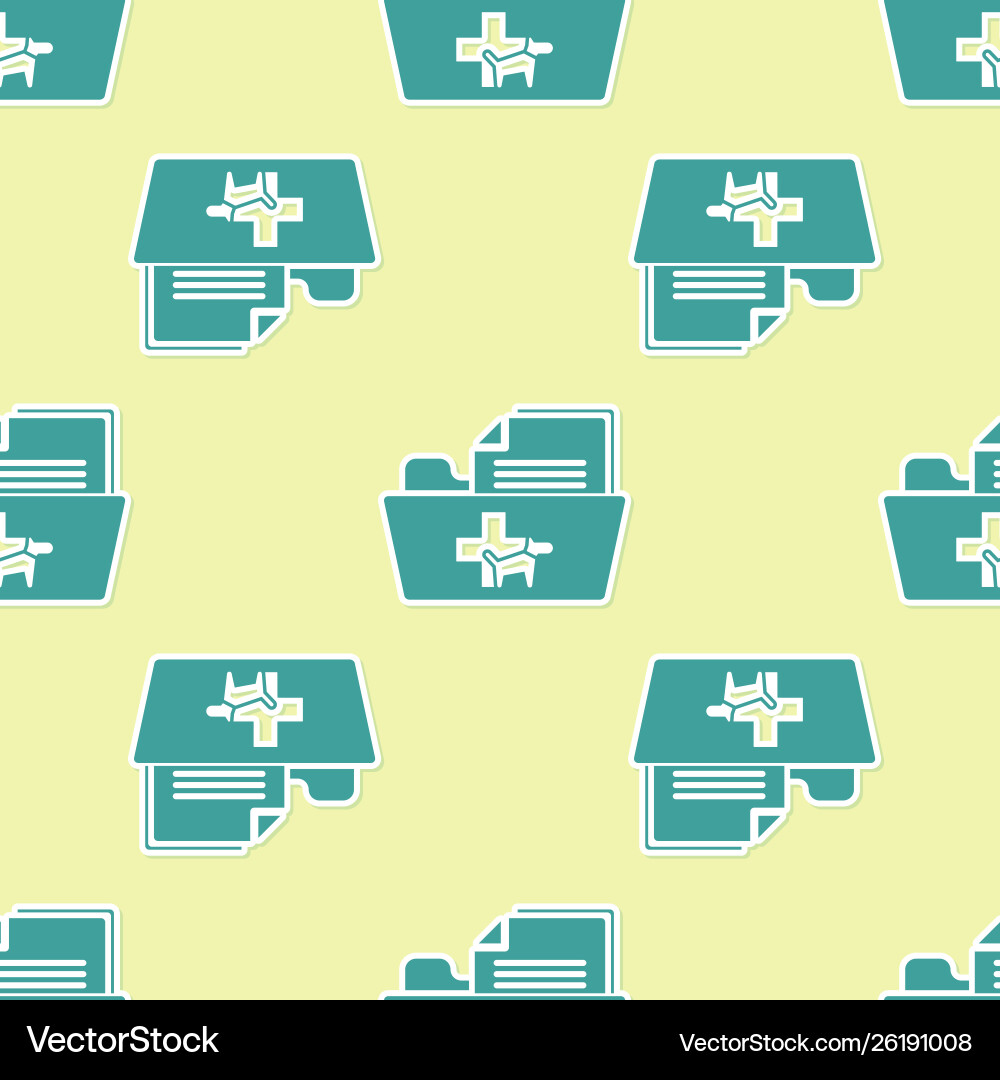 Green medical veterinary record folder icon Vector Image
