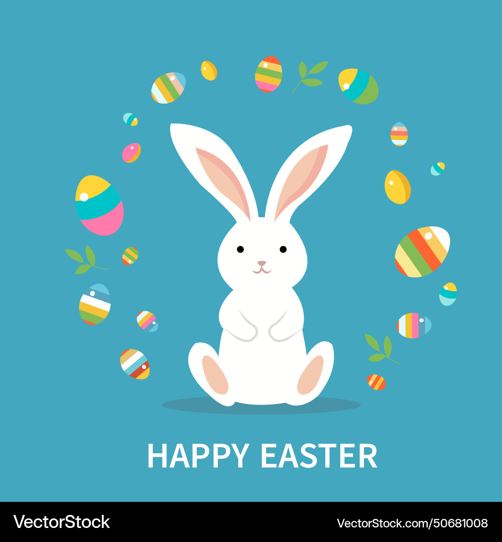 Happy easter card with rabbit Royalty Free Vector Image