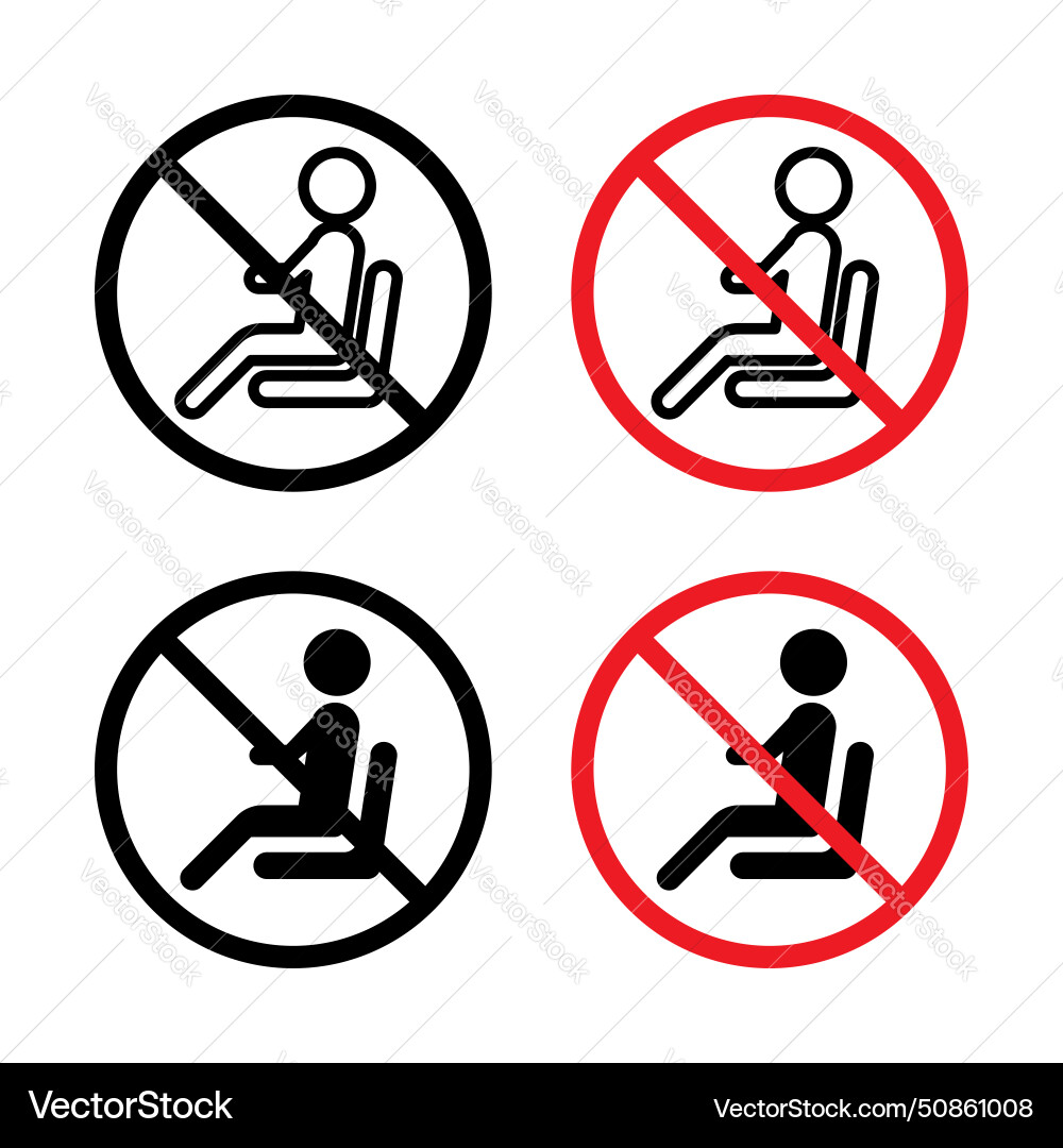 No sitting sign icon set ban Royalty Free Vector Image