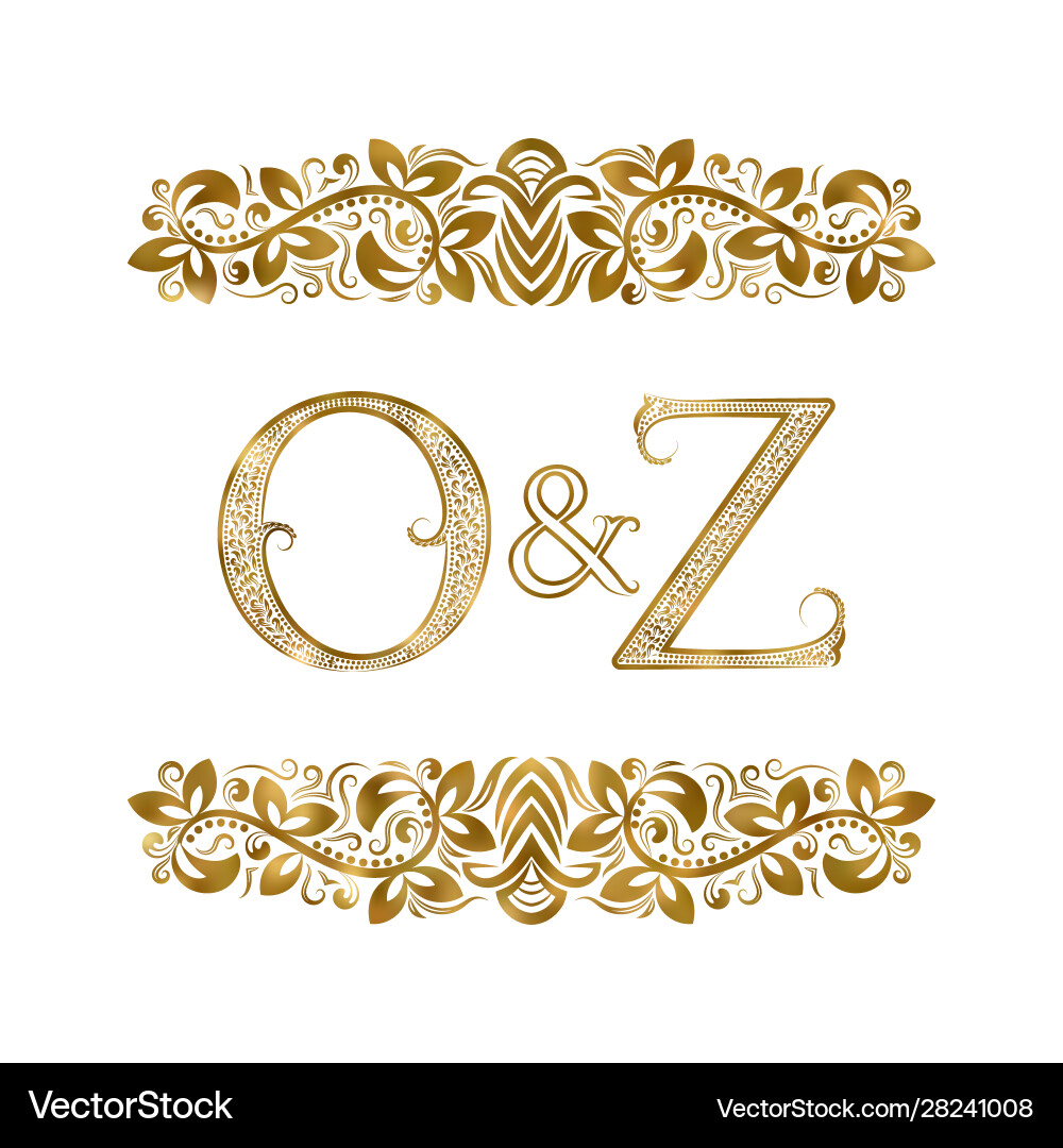 O and z vintage initials logo symbol letters Vector Image
