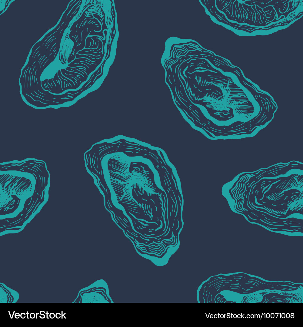 Oysters vintage pattern Royalty Free Vector Image