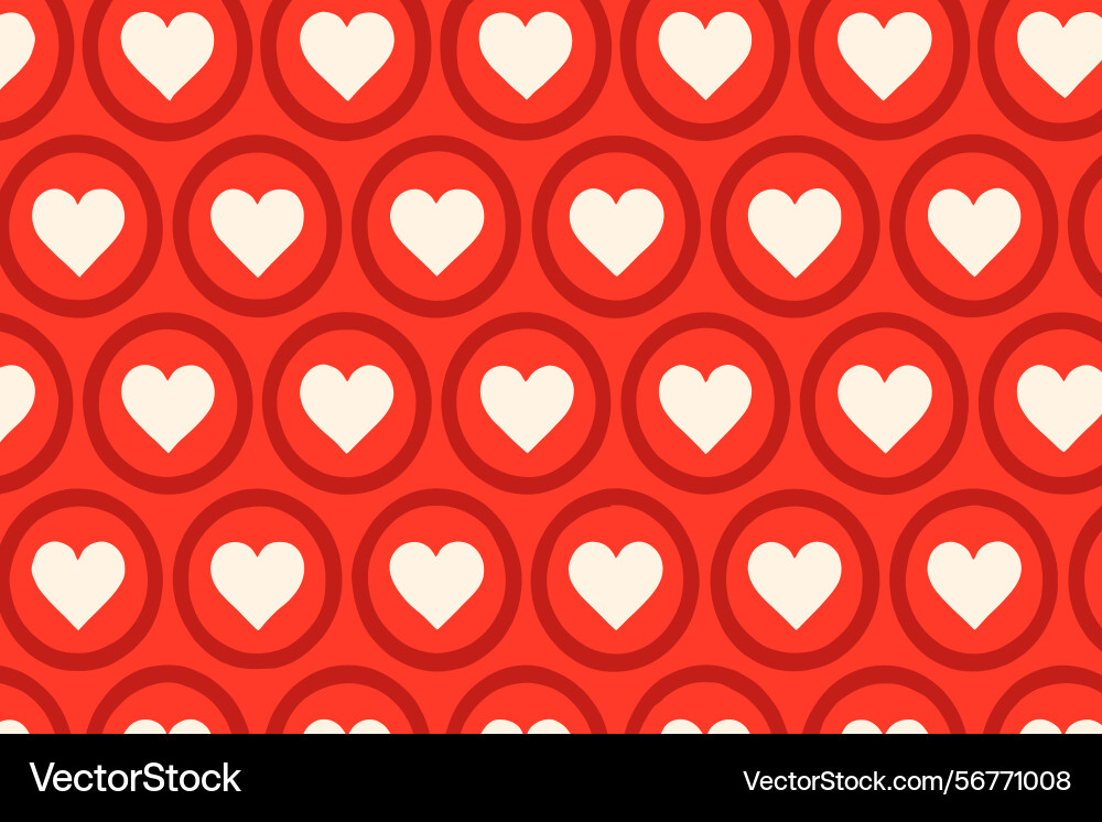 Red and white heart pattern seamless repeat Vector Image