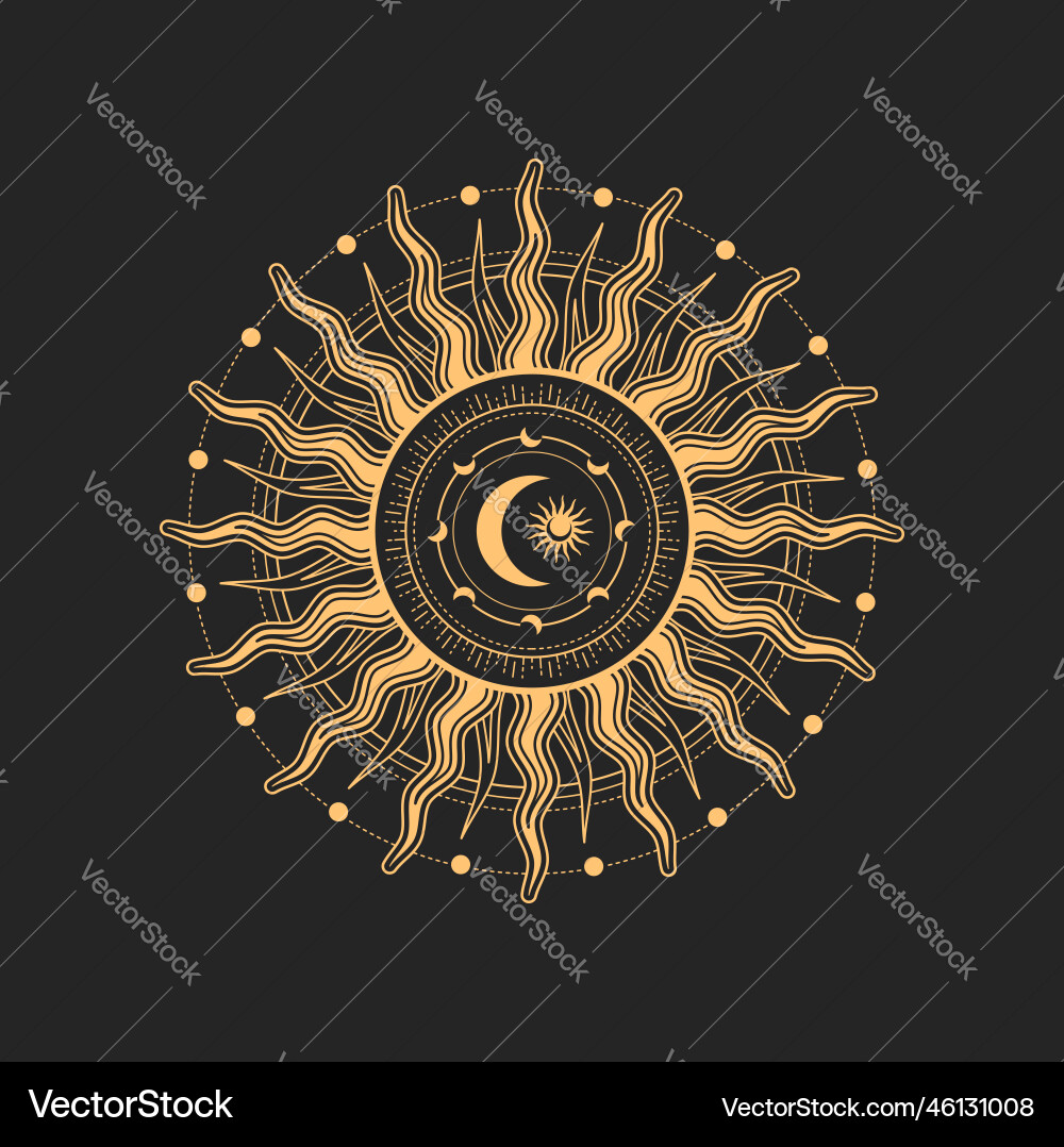 Sun and moon esoteric occult sign amulet Vector Image