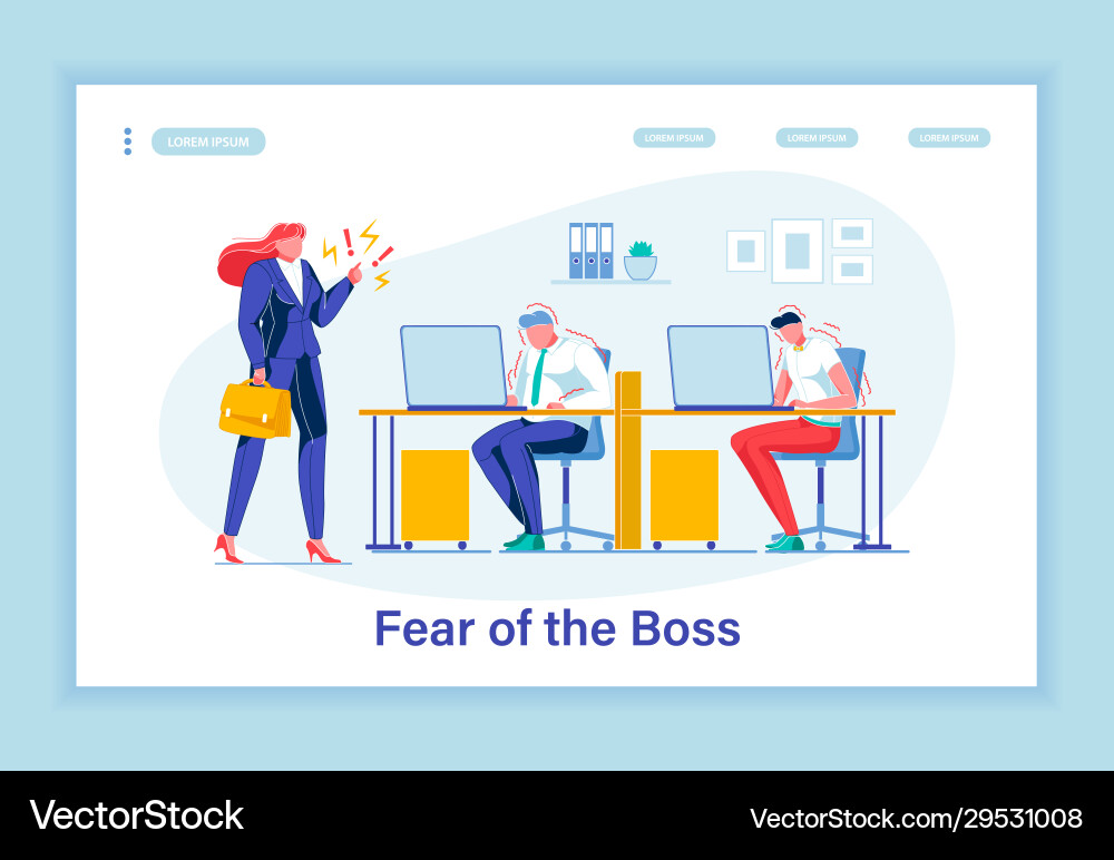 Terrified Employees Facing Boss Royalty Free Vector Image