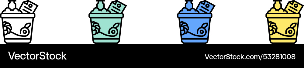 Trash bin icon outline green blue and yellow Vector Image