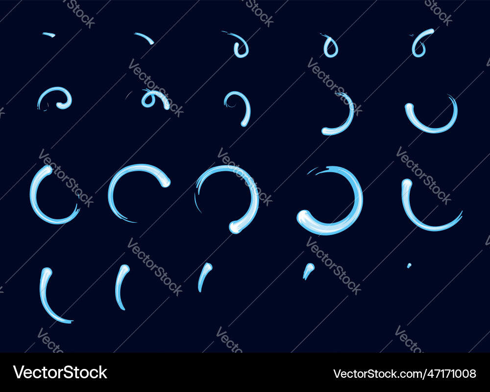Water motion sprite sheet vfx rotate animation Vector Image