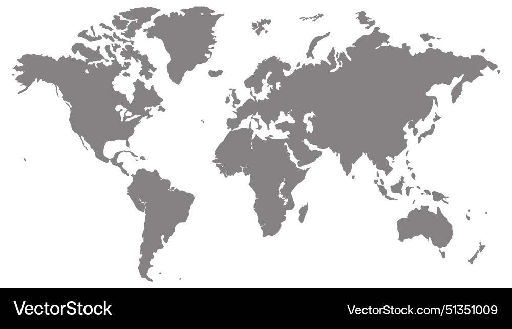 A grey blank world map Royalty Free Vector Image