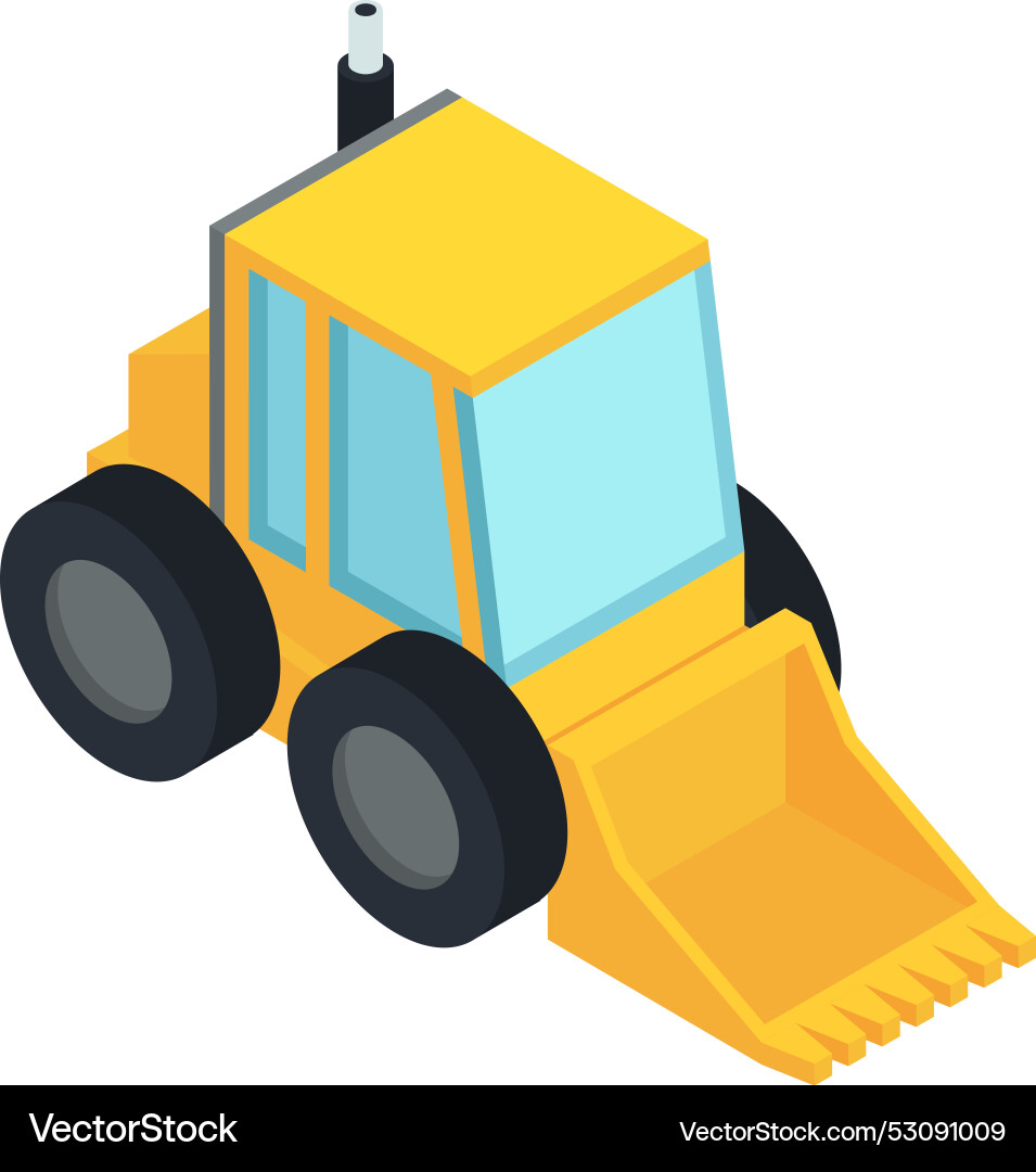 Backhoe loader isometric icon industrial heavy Vector Image Backhoe loader isometric icon industrial heavy Vector Image