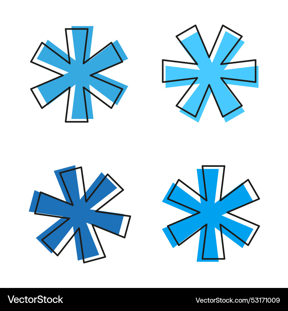 Blue asterisk icons abstract geometric shapes Vector Image