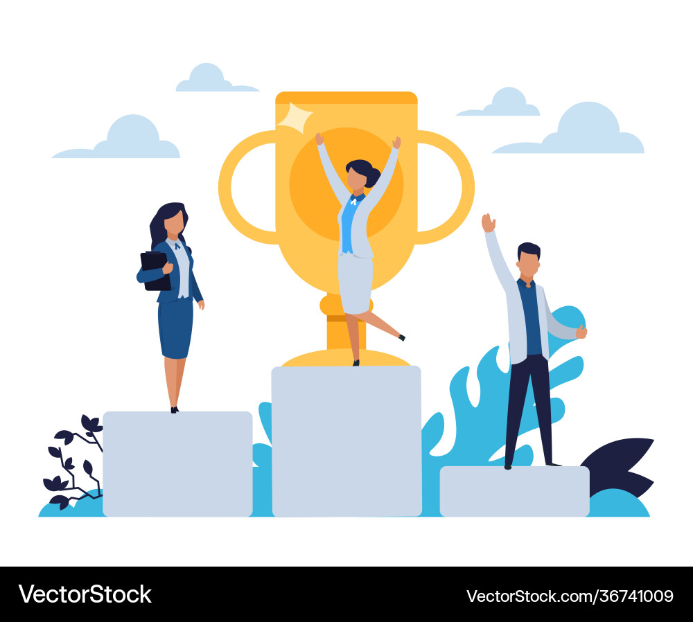 Business success people standing on winner Vector Image
