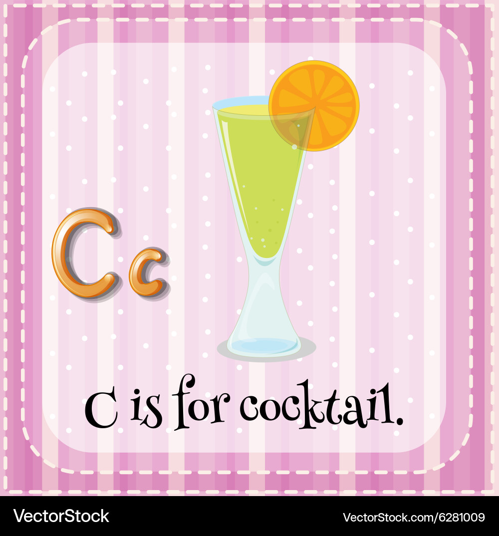 Flashcard letter c is for cocktail Royalty Free Vector Image