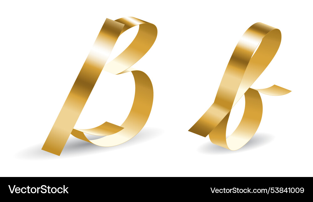 Golden alphabet ribbon letters on white Royalty Free Vector