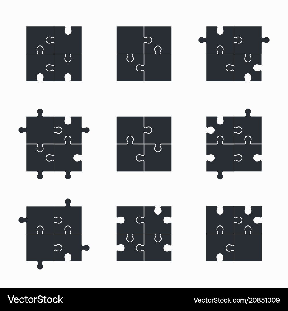 Jigsaw puzzle icon set Royalty Free Vector Image