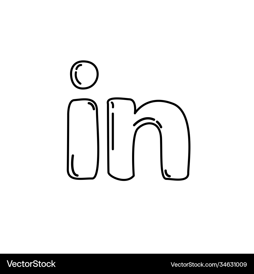 Linkedin icon doodle hand drawn or black outline Vector Image