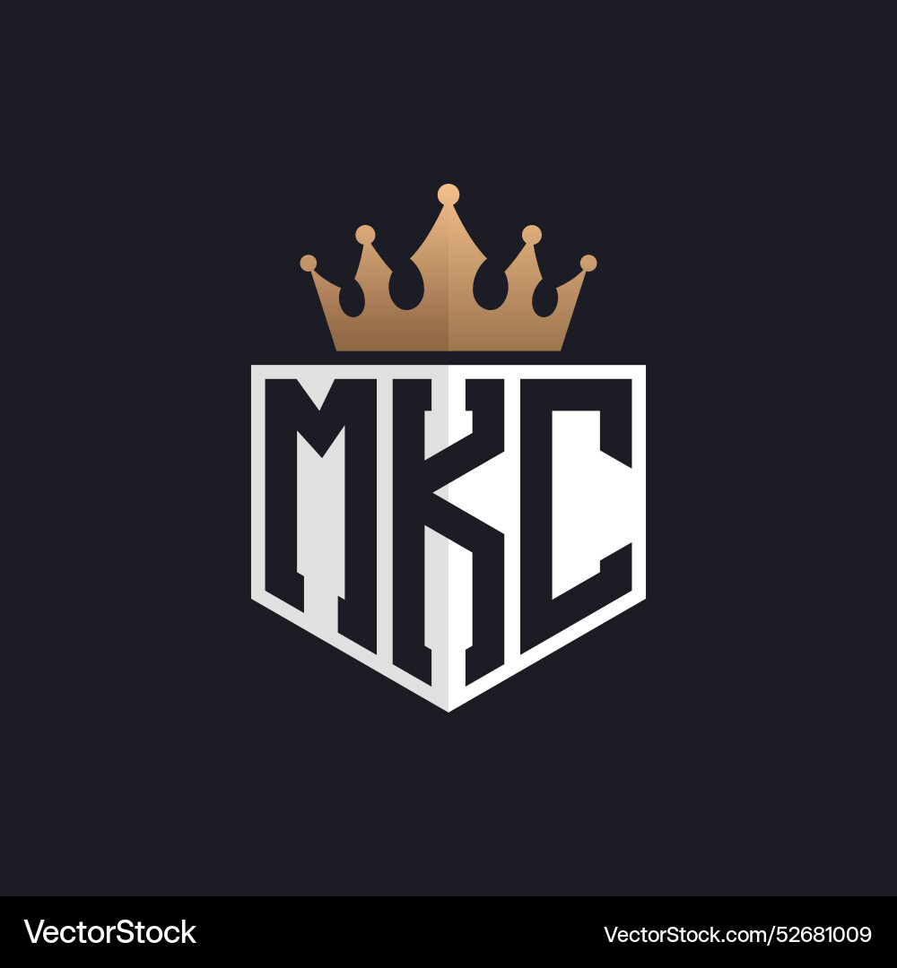 Luxury mkc logo with crown elegant initials Vector Image
