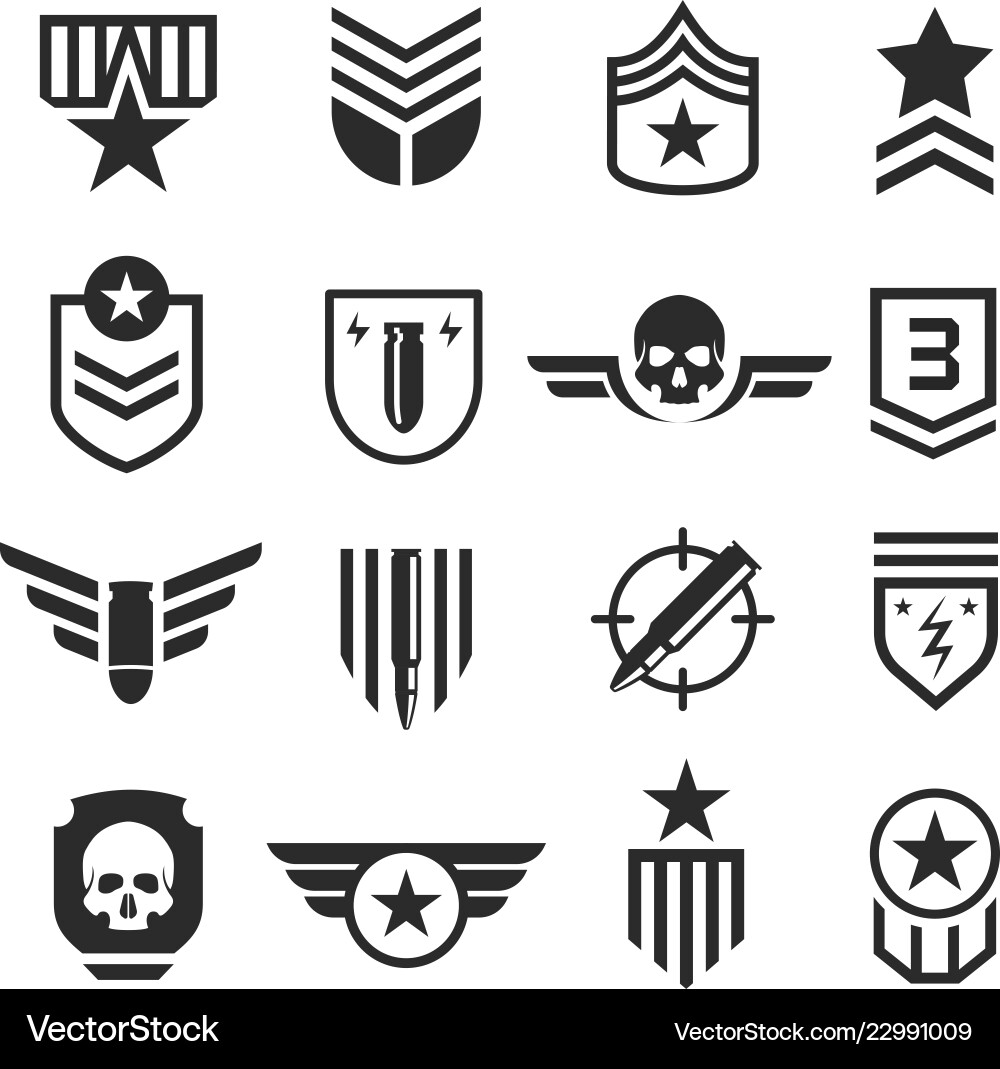 Military and army design element icon set Vector Image