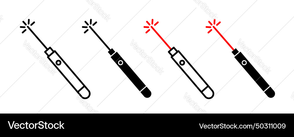 Pointer laser icon set light beam pen symbol Vector Image
