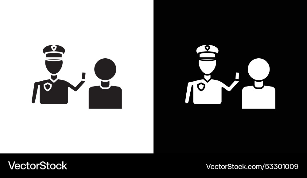 Police officer giving fine icon thin line flat Vector Image