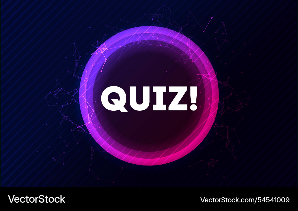 Quiz graphic with glowing neon circle and digital Vector Image