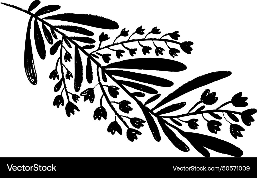 Simple chalk bell flowers silhouette Royalty Free Vector