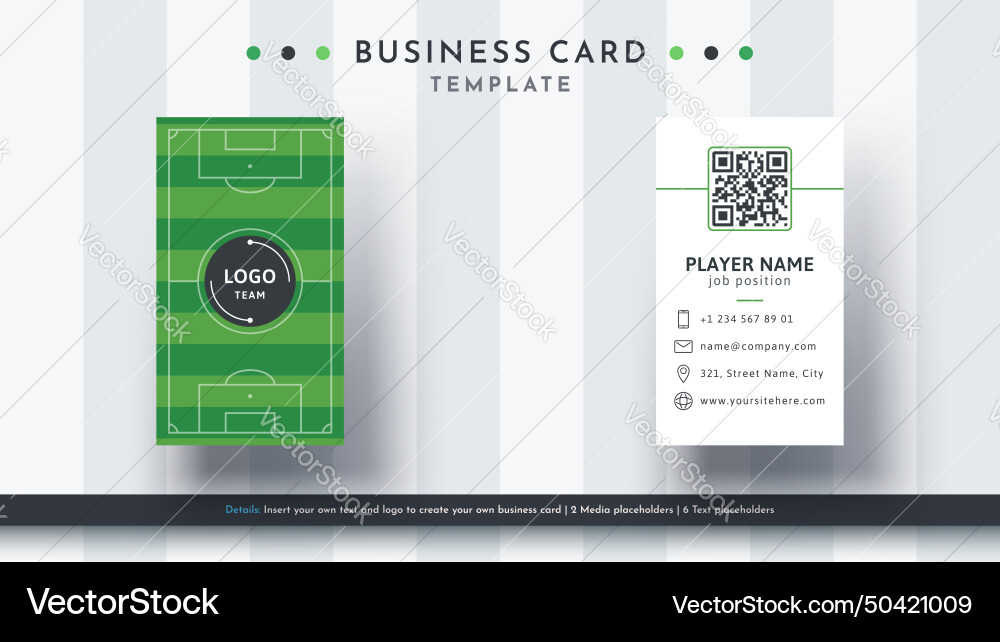 Soccer business card template professional design Vector Image