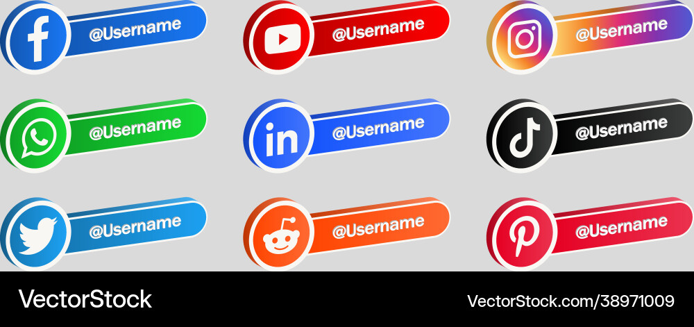 Social media icons banners buttons logos Vector Image