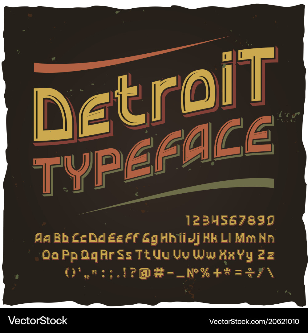 Detroit vintage typeface Royalty Free Vector Image