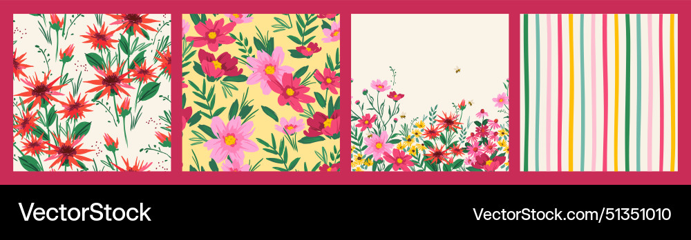 Floral seamless patterns design for paper Vector Image