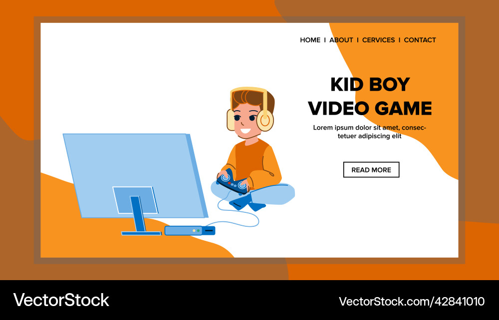 Kid boy video game Royalty Free Vector Image - VectorStock