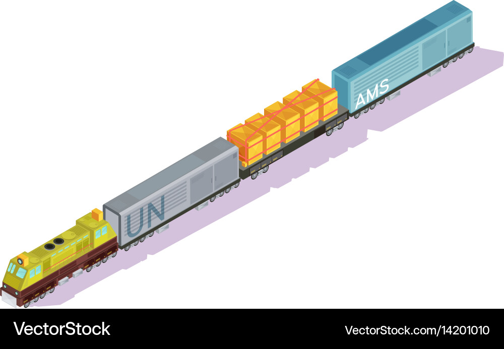 Railroad train isometric composition Royalty Free Vector