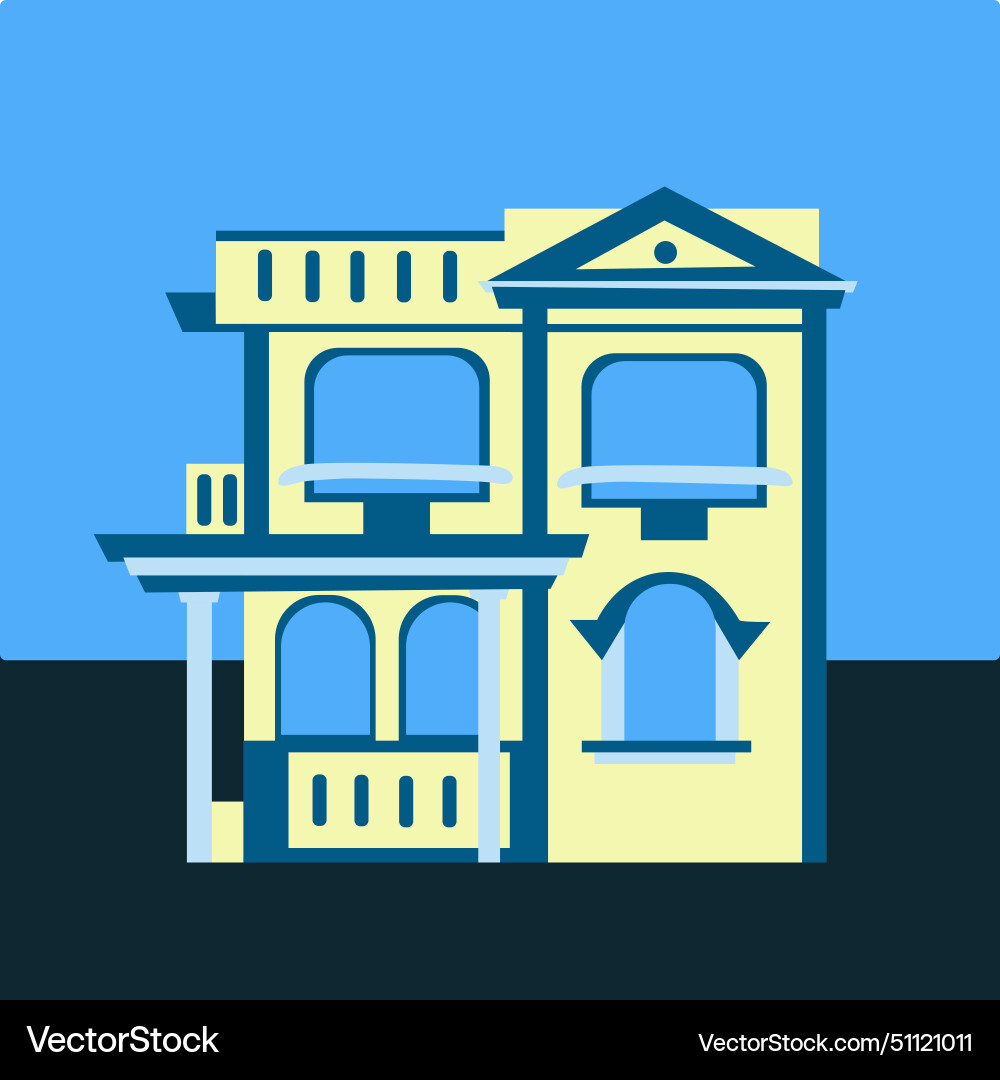 An indian two-story house Royalty Free Vector Image