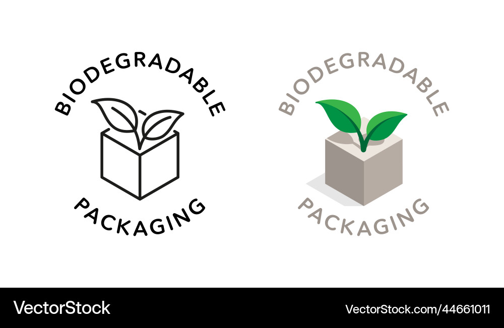 Biodegradable packaging icon badge logo Royalty Free Vector