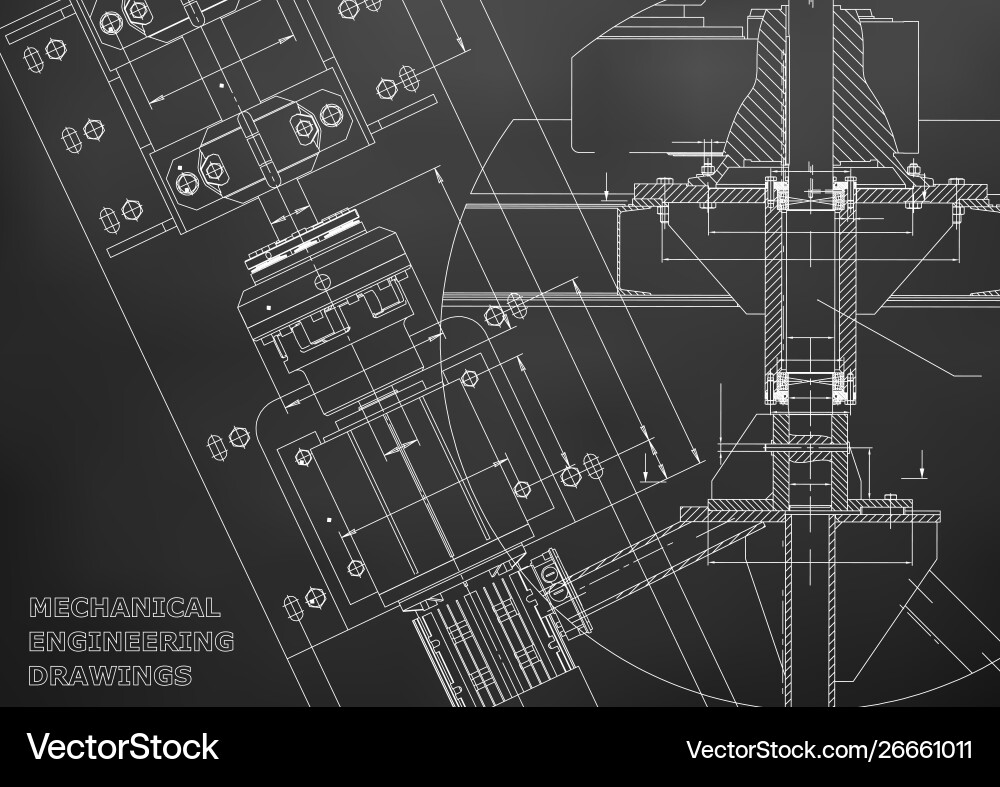 Blueprints mechanical engineering drawings Vector Image